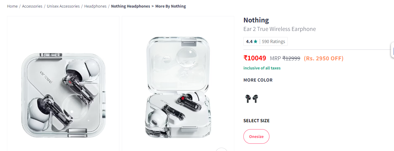 Nothing Ear 2 TWS Earbuds with Active Noise Cancellation (IP54 Water ...