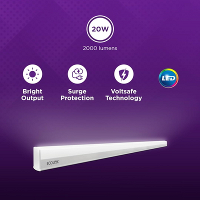 EcoLink 20-Watt Polycarbonate LED Batten (Cool White,Pack of 2) | DesiDime