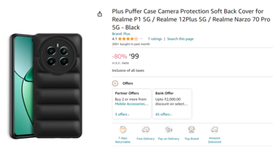 Plus Puffer Case Camera Protection Soft Back Cover for Realme P1 5G ...