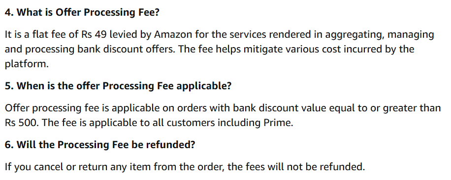 Amazon started processing fee on bank discount | DesiDime