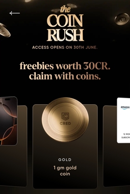 The CRED coin rush -> win freebies worth 100cr. Claim With coins on ...