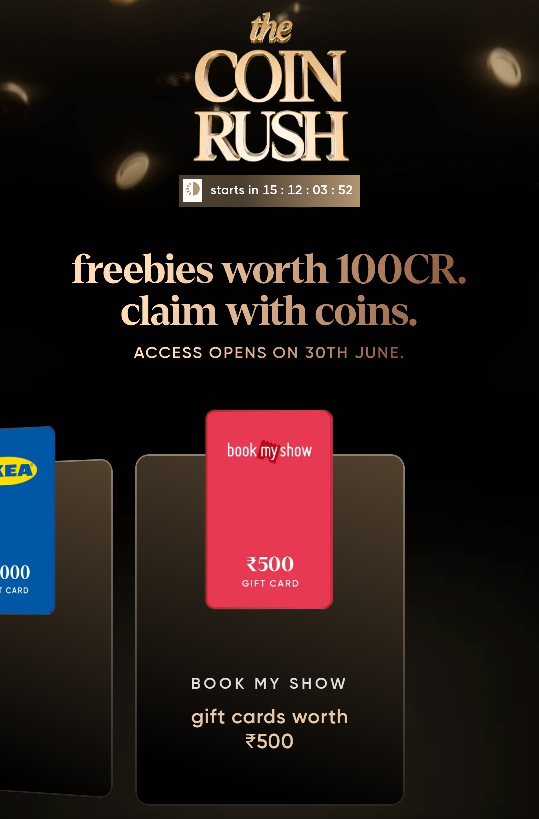 The CRED coin rush -> win freebies worth 100cr. Claim With coins on ...