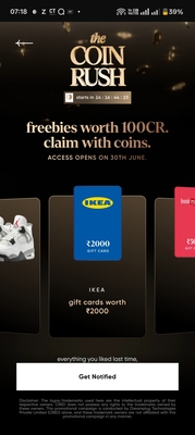 The CRED coin rush -> win freebies worth 100cr. Claim With coins on ...