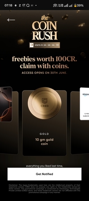 The CRED coin rush -> win freebies worth 100cr. Claim With coins on 30th June | DesiDime