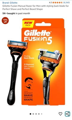 Gillette Fusion Mach 5 Manual Razor for Men available at only Rs 88 (77 ...