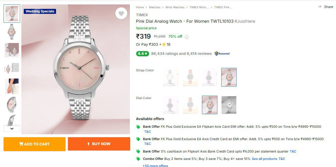 TIMEX Pink Dial Analog Watch - For Women TWTL10103 | DesiDime