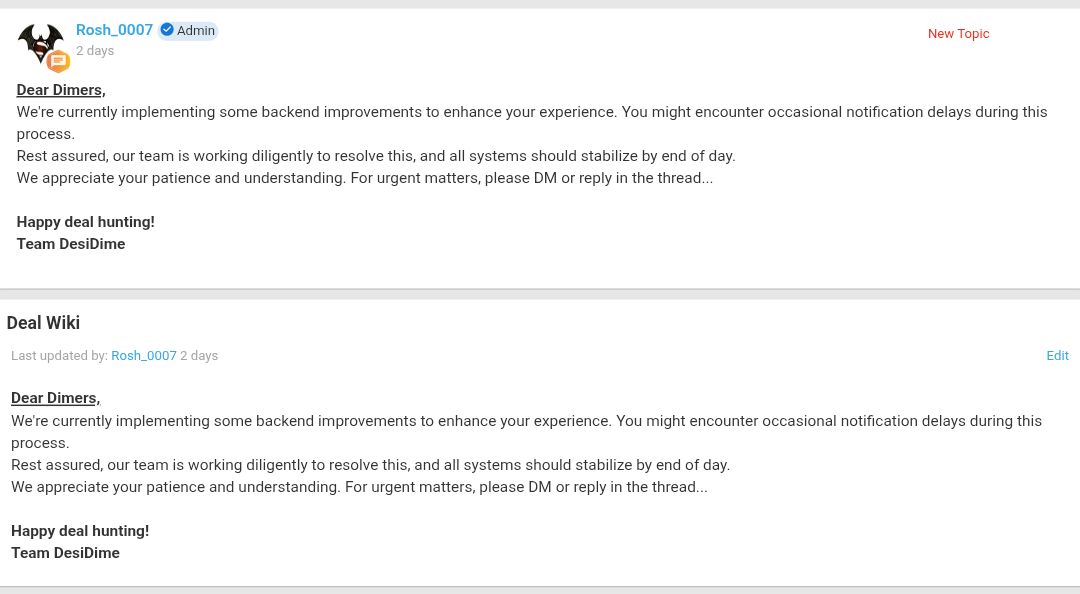 Few Site Updates Ongoing on DD - Notification Delays Expected | DesiDime