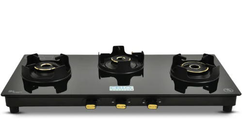 CELLO Granito 3 Burner Black Gas Cooktop, ISI Certified Glass Manual ...