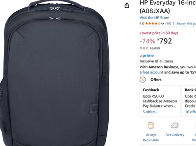 HP Everyday 16-inch Laptop Backpack (A08JXAA) | DesiDime