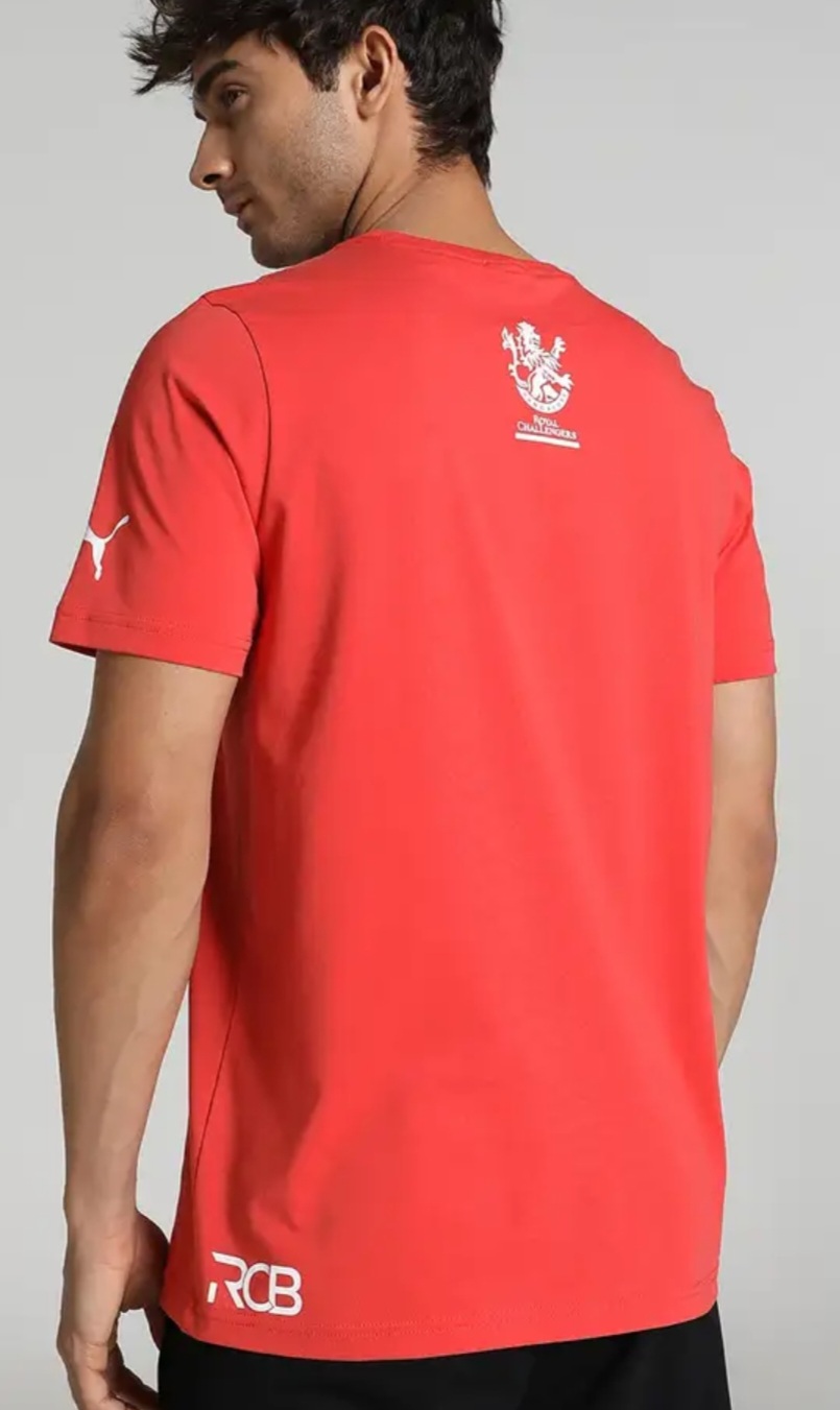 PUMA OFFICIAL RCB Men Red Graphic Printed Half Sleeves Round Neck ...