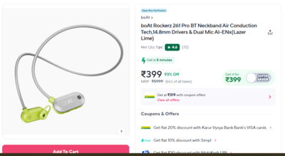 boAt Rockerz 261 Pro BT Neckband Air Conduction Tech,14.8mm Drivers ...