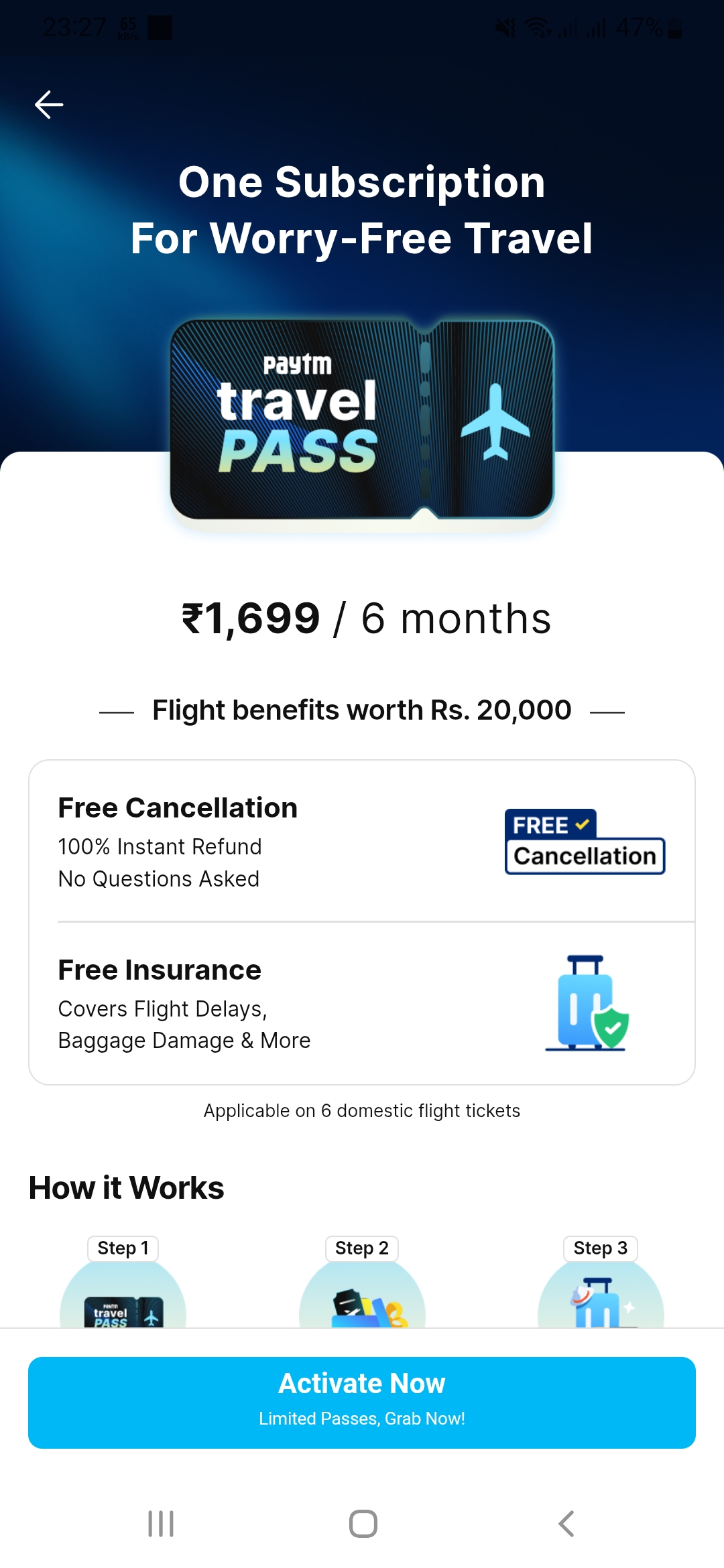 Paytm Flight Travel Pass at 1699/ 6 months (Flight benefits worth Rs.20,000) | DesiDime