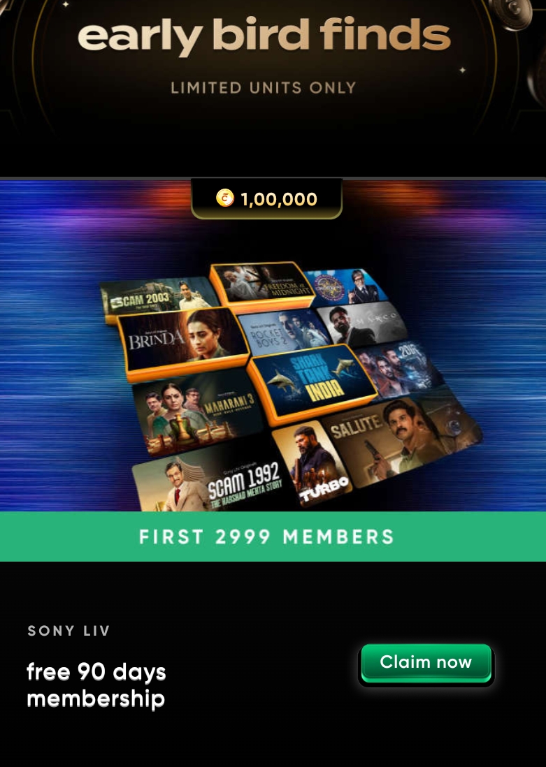 Cred x Sony liv [Free 90 days subscription @100k cred coins] [Note ...