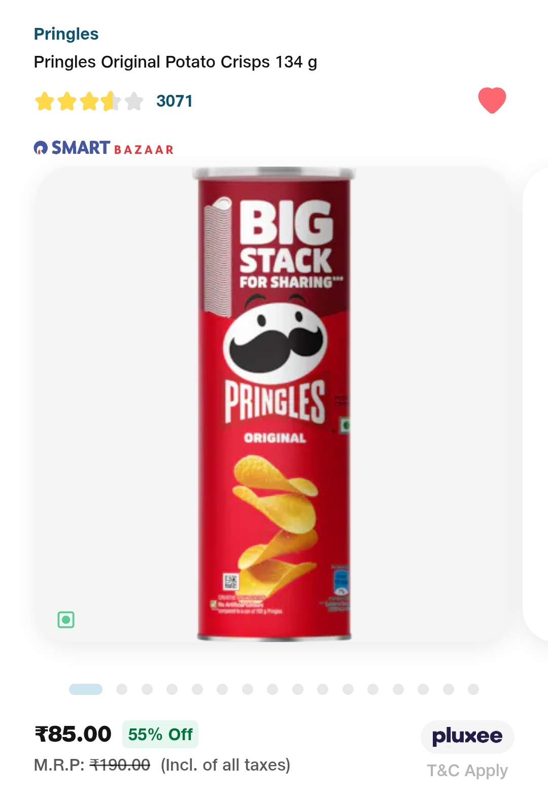 Pringles original potato crispy 134g | DesiDime