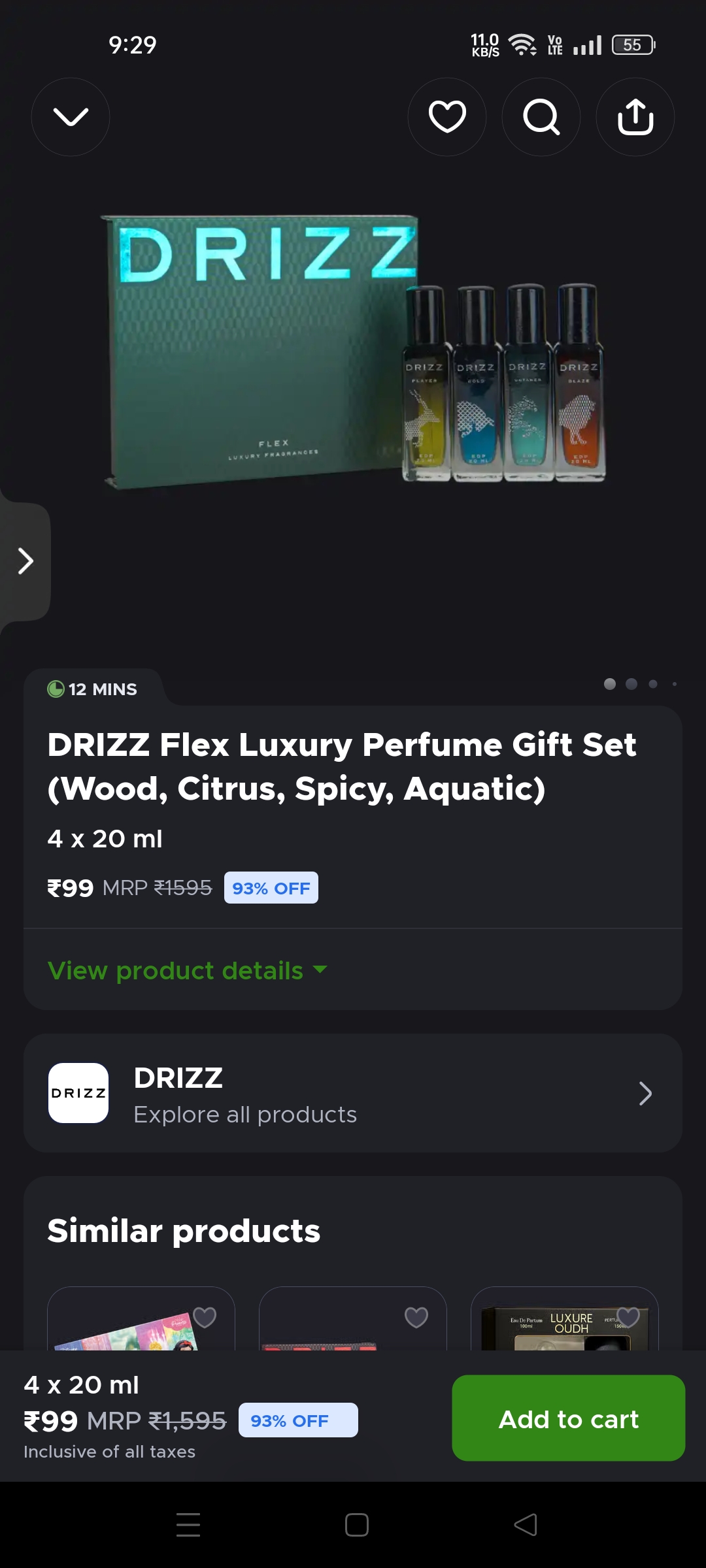 DRIZZ Flex Luxury Perfume Gift Set (Wood, Citrus, Spicy, Aquatic) 4 * 20 ML | DesiDime