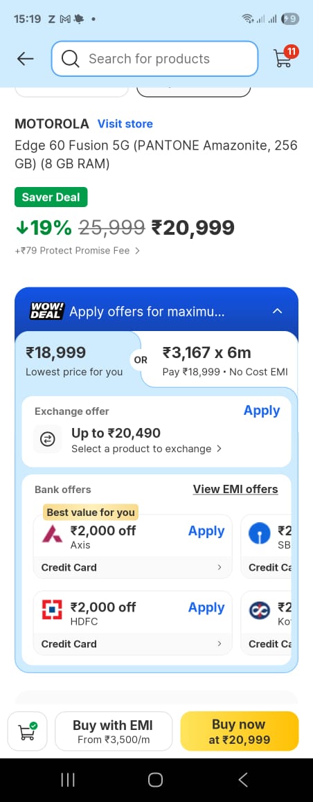 MOTOROLA Edge 60 Fusion 5G (PANTONE Amazonite, 256 GB) (8 GB RAM ...