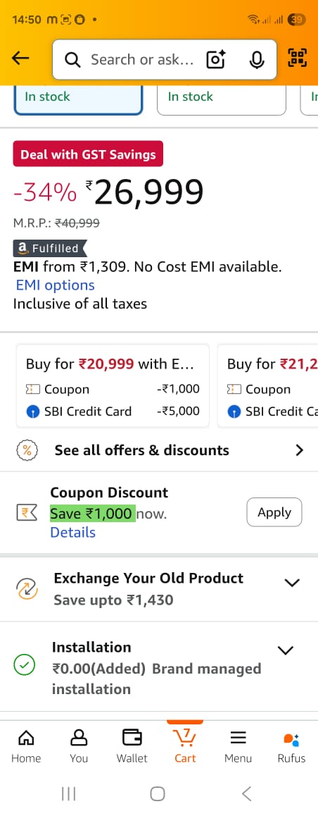 Lumio Vision 7 109 cm (43 inches) 4K Ultra-HD Smart QLED TV FTW1-ADSG ...