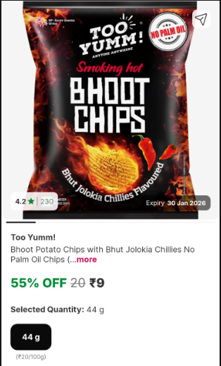 flipkart minutes =>Too Yumm! Bhoot Potato Chips with Bhut Jolokia ...