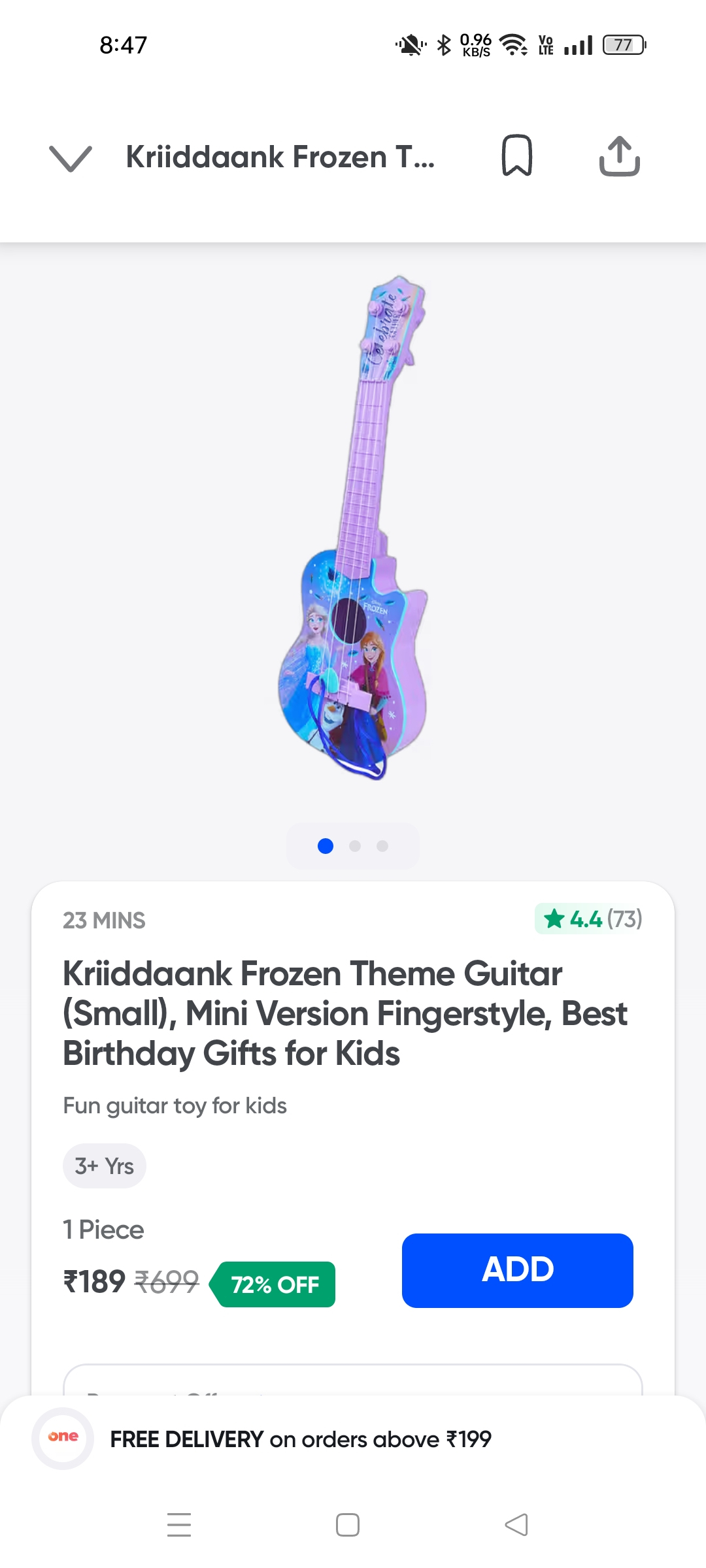 Kriiddaank Frozen Theme Guitar (Small), Mini Version Fingerstyle, Best ...