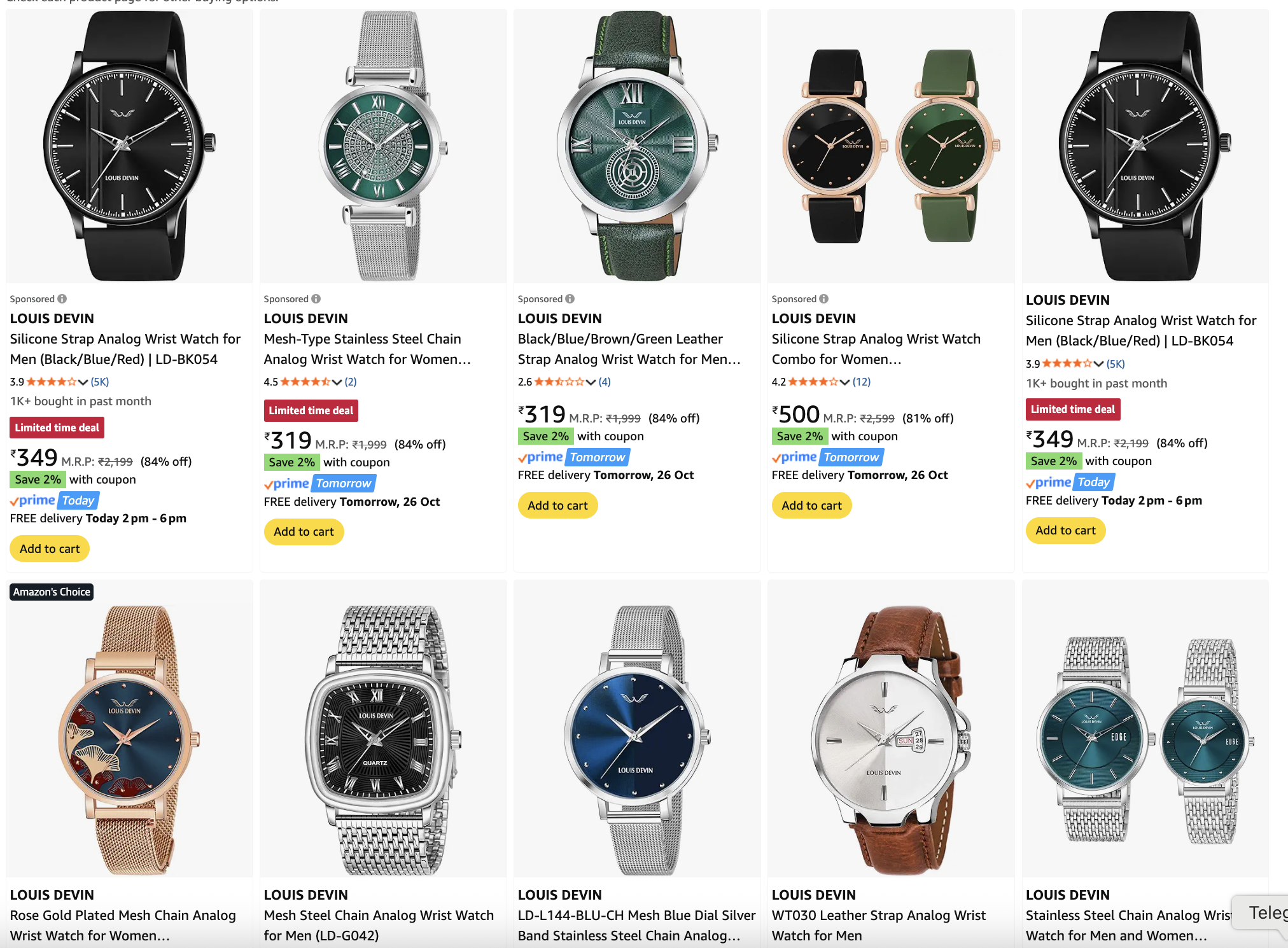 LOUIS DEVIN Watch upto 88% off | DesiDime