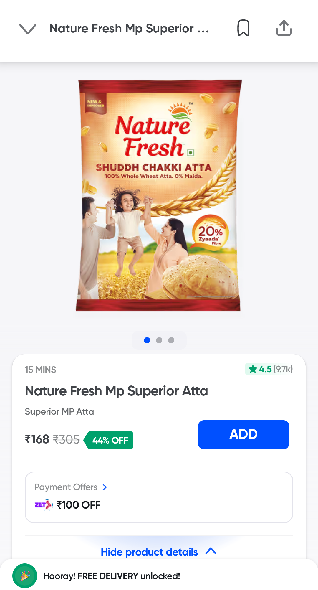 Nature Fresh Mp Superior Atta on Instamart | DesiDime