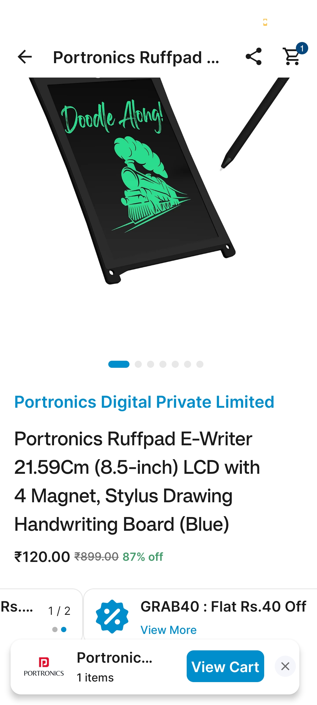 Loot :- Portronics Ruffpad E-writer LCD 4 magnet with stylus | DesiDime