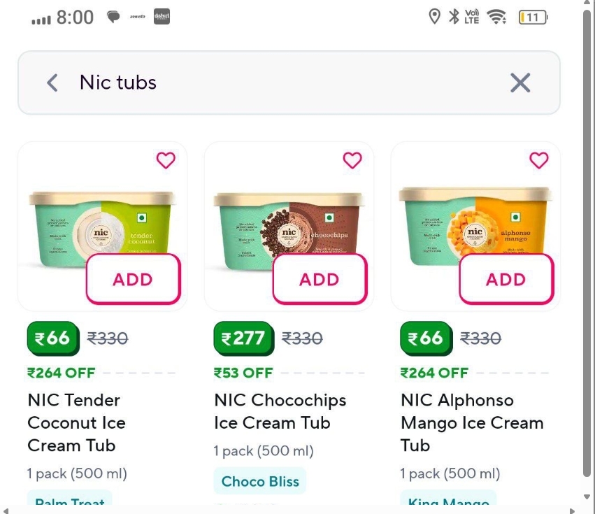 Zepto - NIC Sitaphal Ice Cream (1 pack, 100 ml) (many Flavours also ...