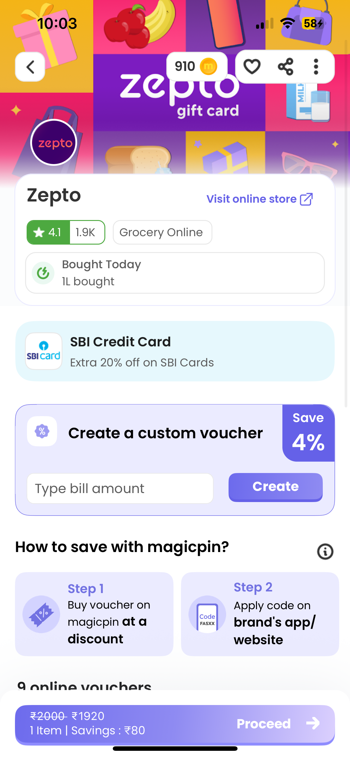 Magicpin extra 20% on Zepto gift cards | DesiDime