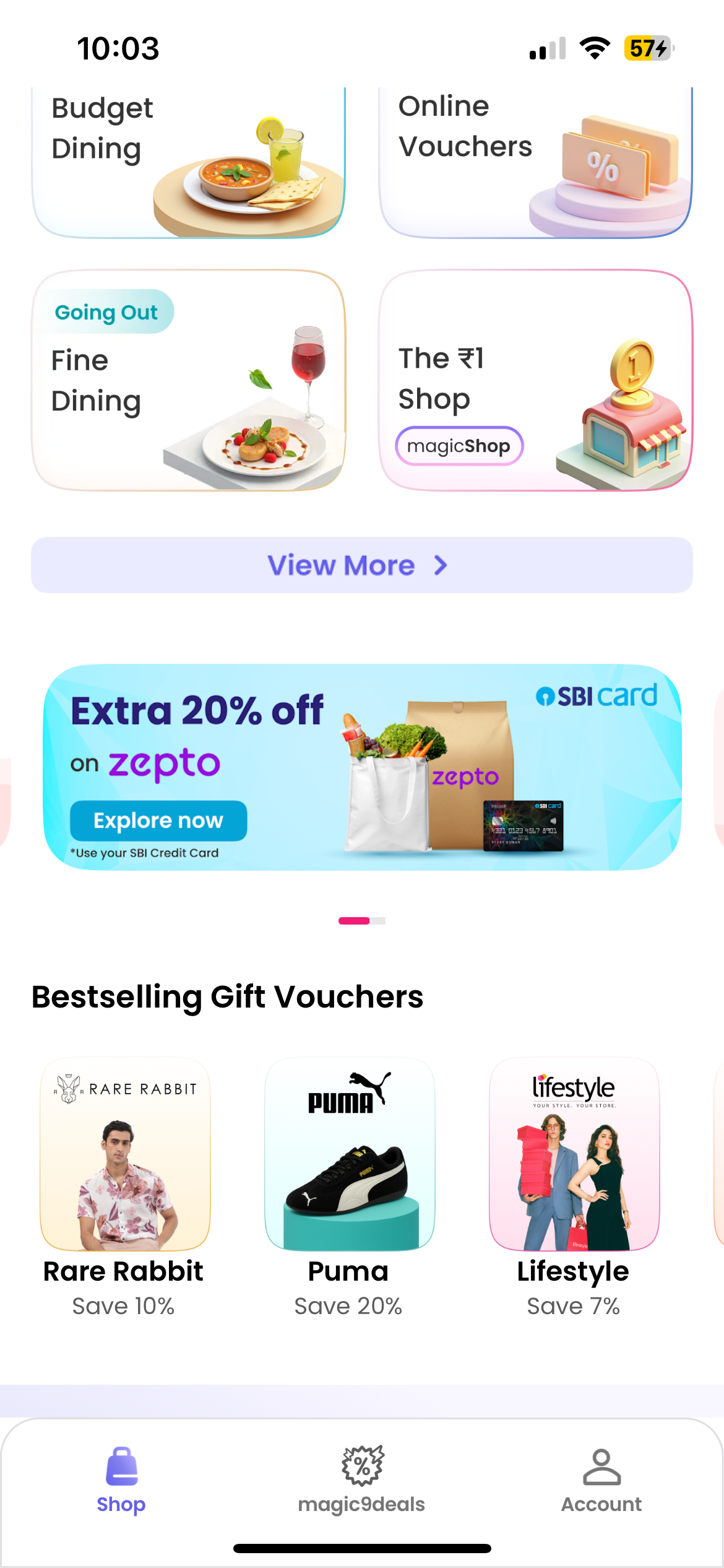 Magicpin extra 20% on Zepto gift cards | DesiDime