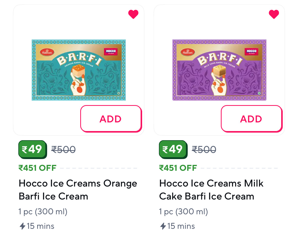 Hocco x Haldirams ice creams at 90% off - Zepto - Location Specific ...