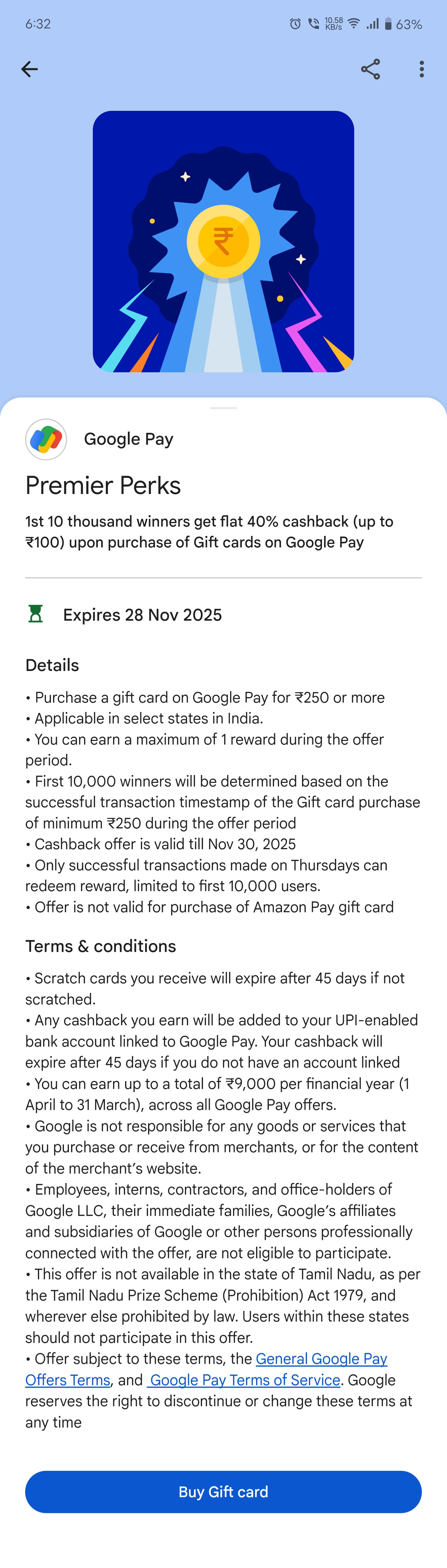 GPay - Premier Perks Flat 40% Cashback Upto 100, First 10k Users | Desidime