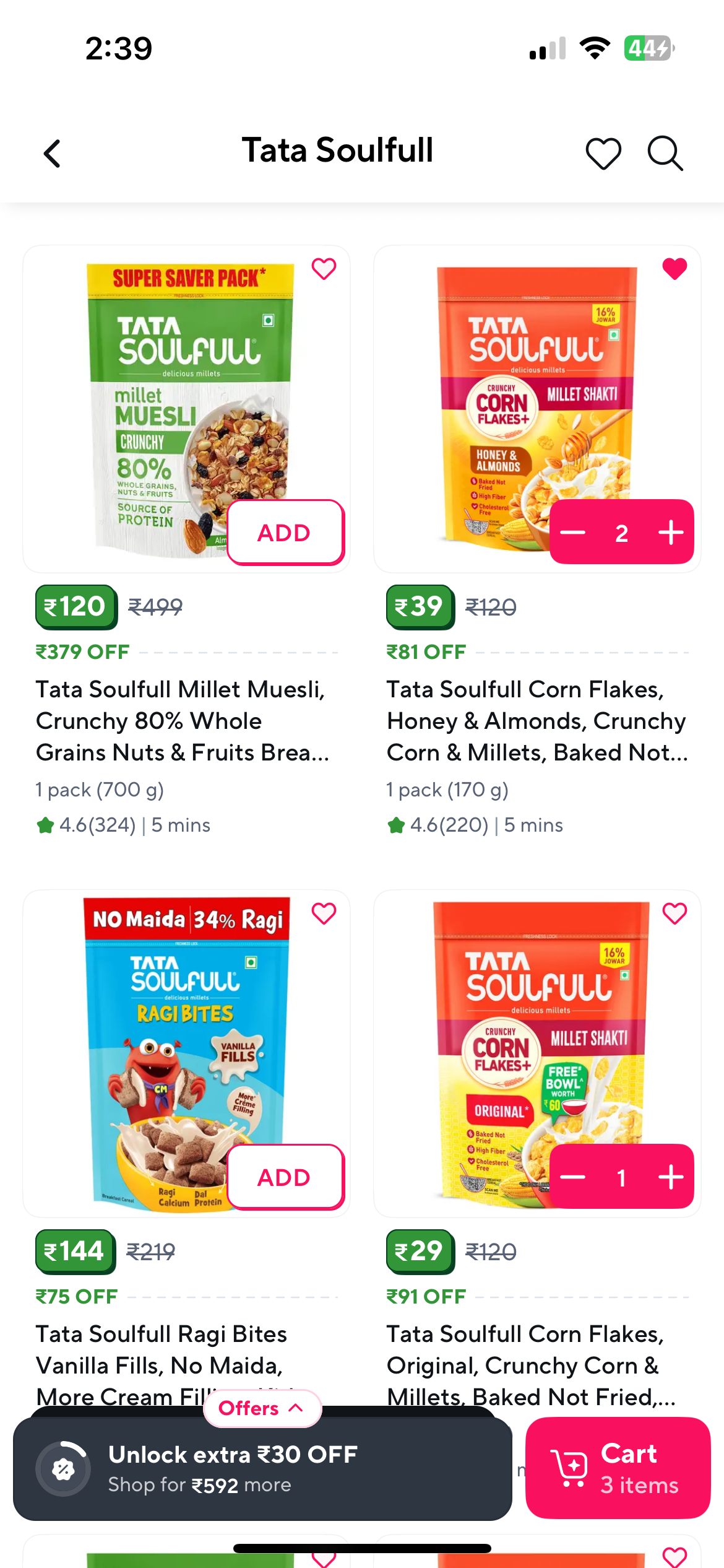 Tata soulful corn flakes - Zepto - location specific - checked for 121012 | DesiDime