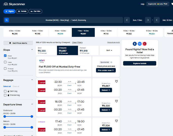Skyscanner Cheapest Return Flights starting from Rs.5667 | DesiDime