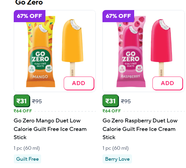Go Zero Mango Duet Low Calorie Guilt Free Ice Cream Stick | DesiDime