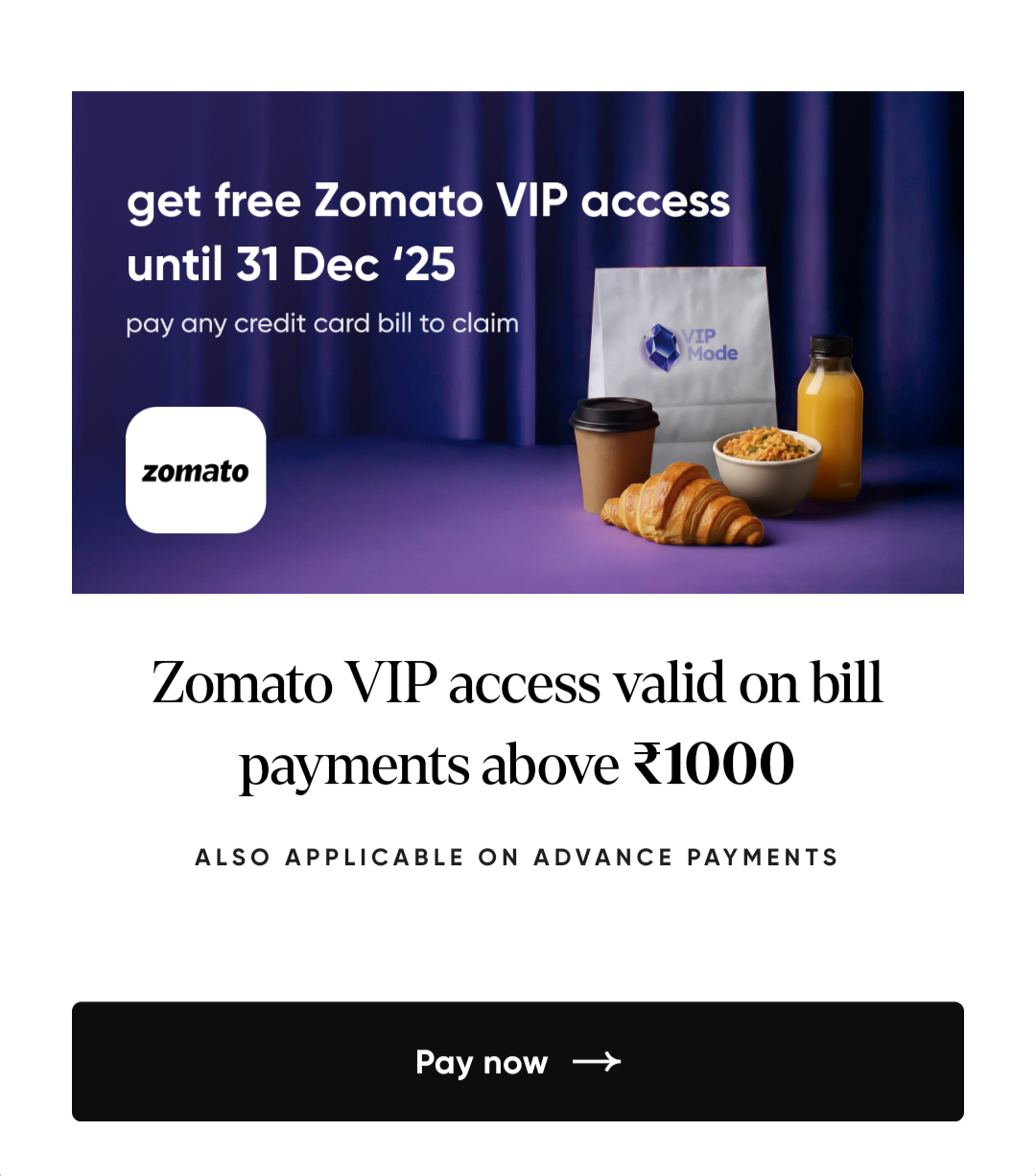 CRED : Pay min ₹1000 Credit Card bill and get Zomato VIP access (User ...