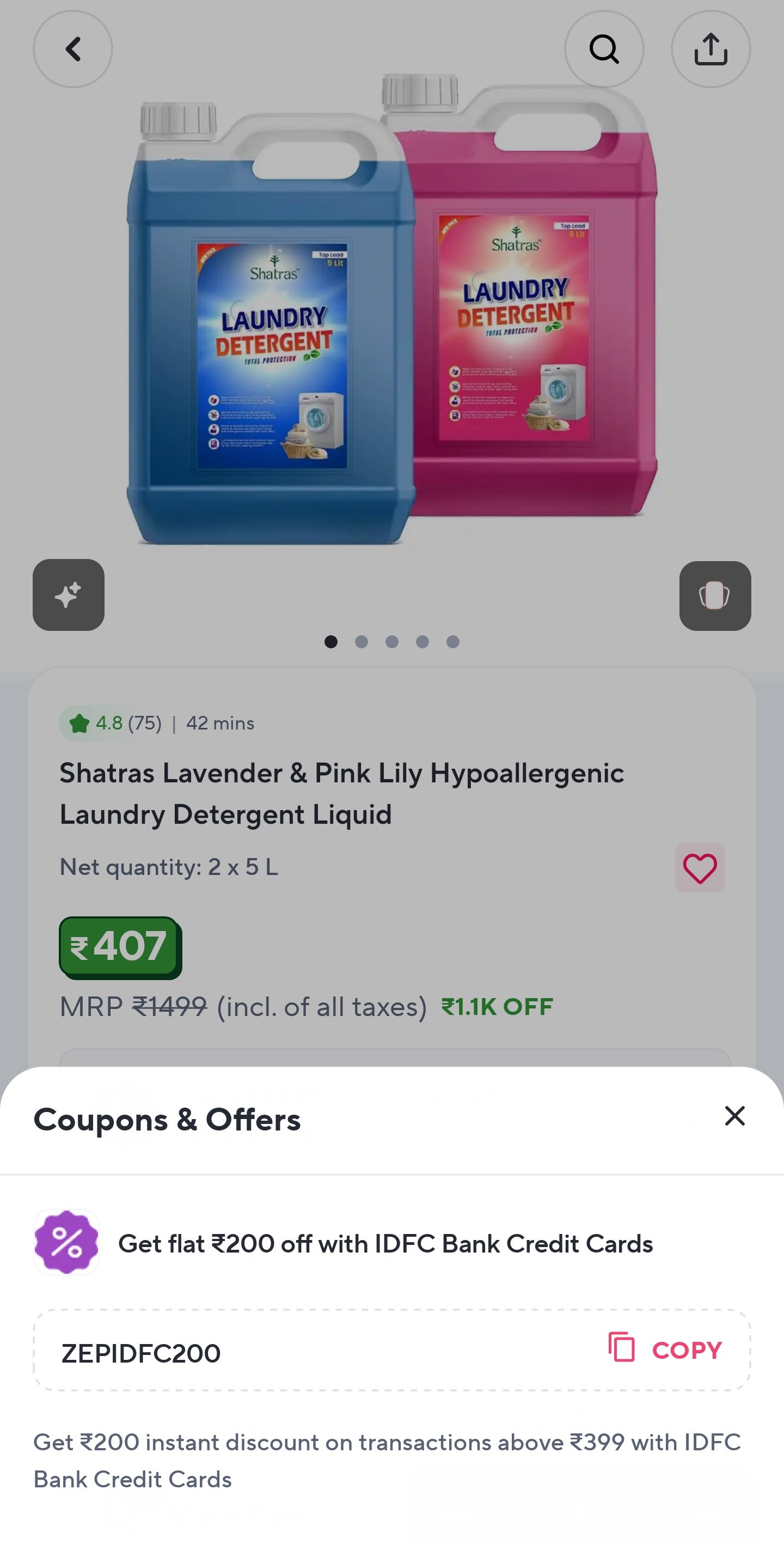 Shatras Lavender & Pink Lily Hypoallergenic Laundry Detergent Liquid 5L ...