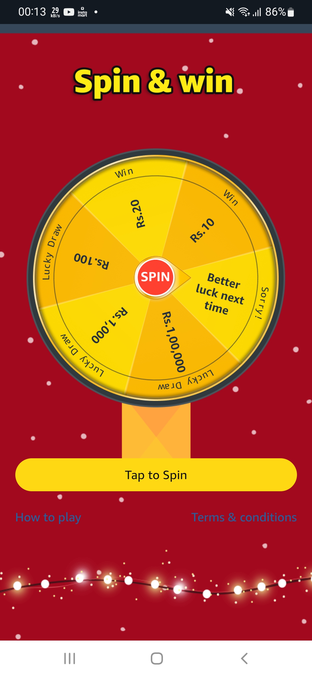 Amazon Reward Spin and win Rs 10/20 | Desidime