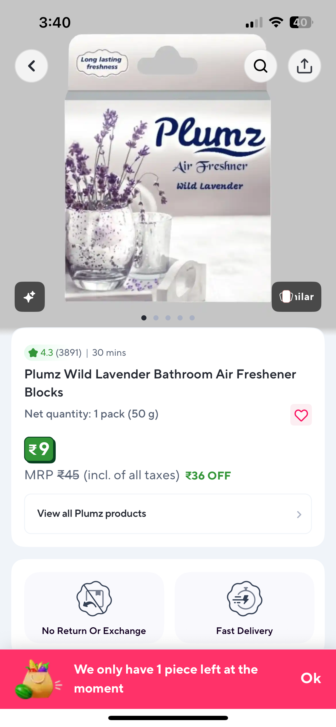 Plumz bathroom freshened blocks - Zepto - location specific | DesiDime