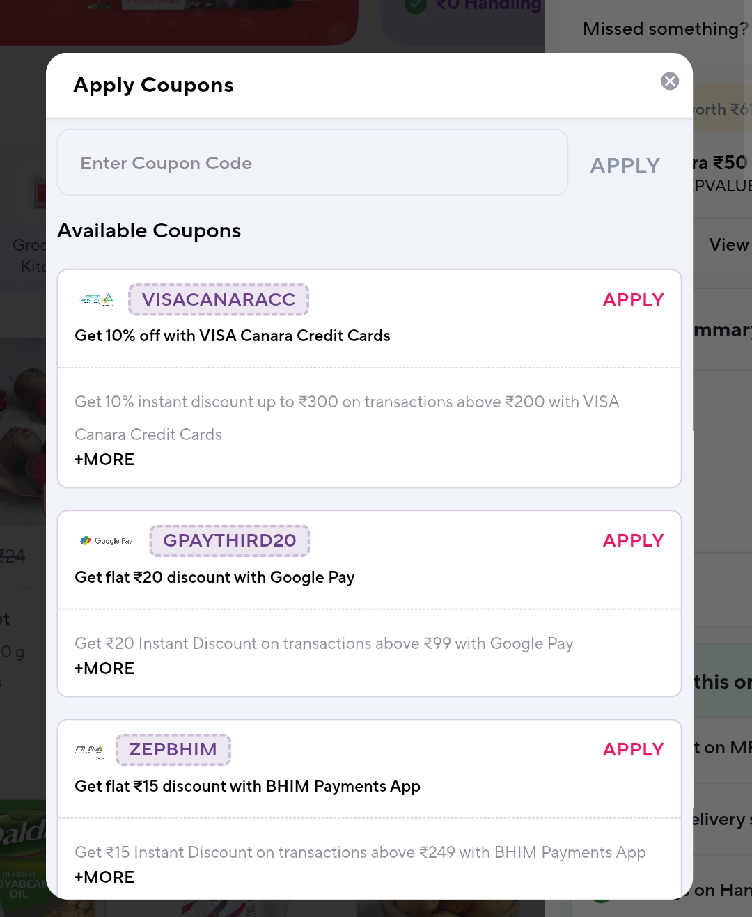 Zepto - Gpay giving again 20 rs off 99 order on zepto after the 2nd ...