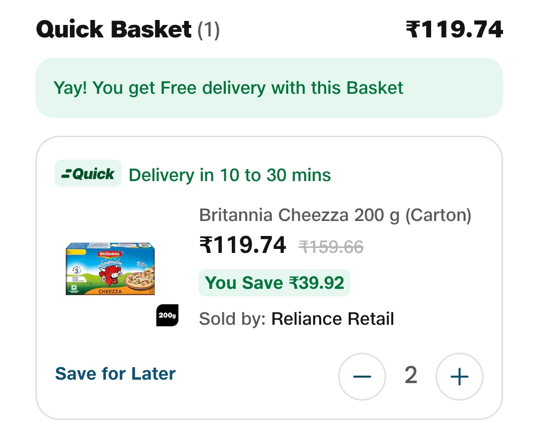 Britannia Cheezza 200 g (Carton) | DesiDime