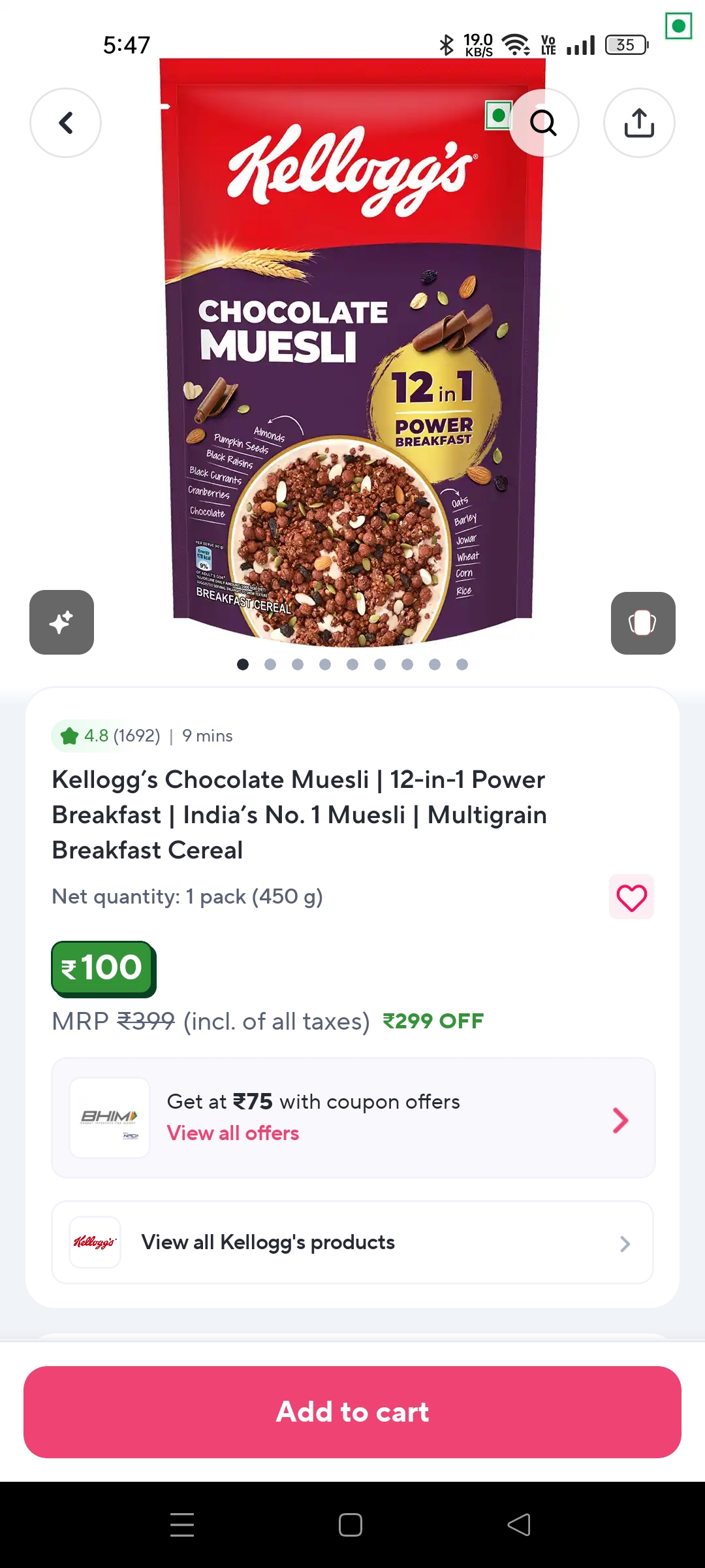 Kellogg's Chocolate Muesli | 12-in-1 Power Breakfast | India's No. 1 ...