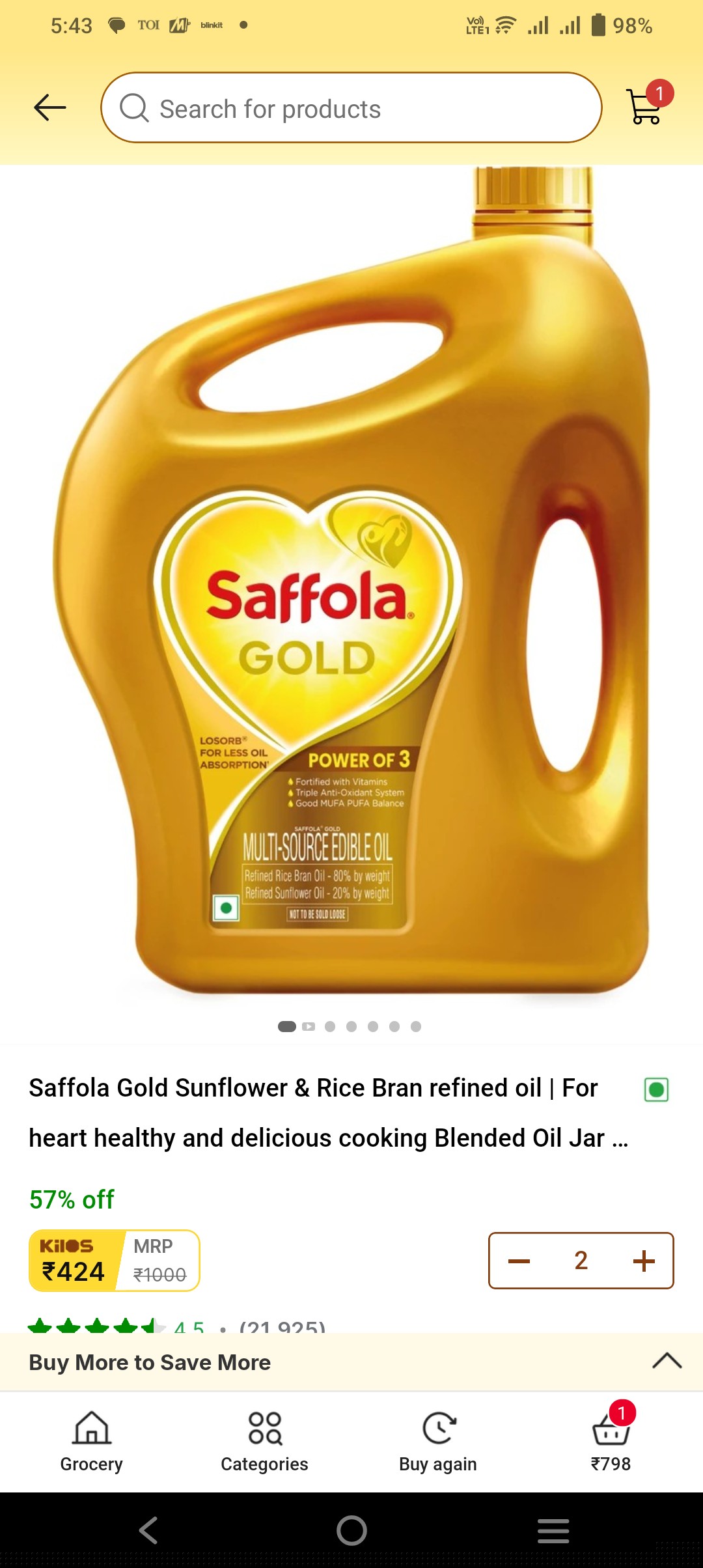 Saffola gold 5 litre - flipkart grocery - mumbai Andheri East | DesiDime