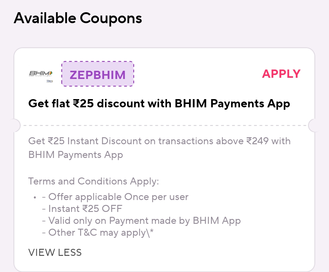 Zepto * BHIM: Get Rs. 25 discount on orders above Rs. 249/- | DesiDime