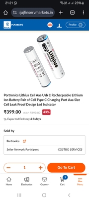 portronics aaa rechargeable battery set of two | DesiDime