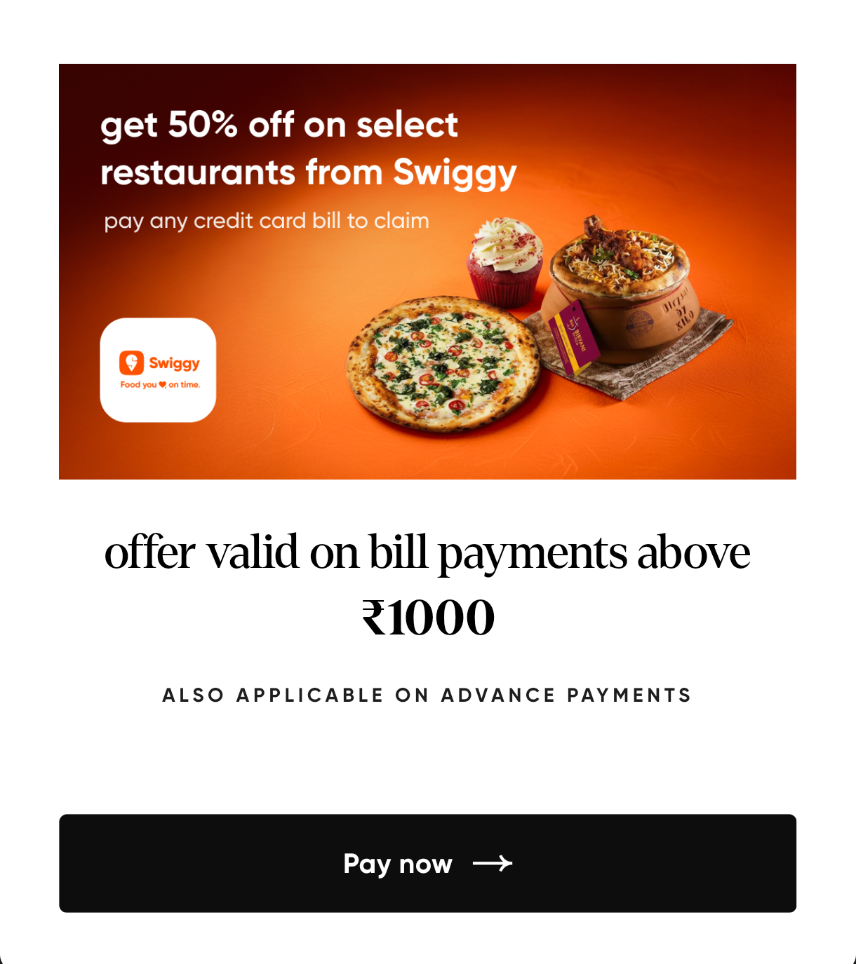 CRED: Pay CC bill and get 50% Off on Select Restaurants from Swiggy ...