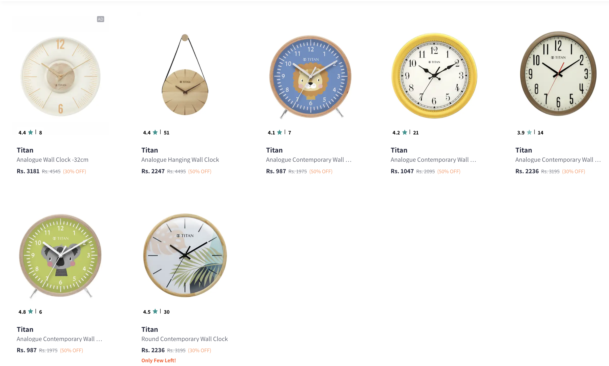 Myntra | Upto 53% off on Titan Wall Clocks | DesiDime