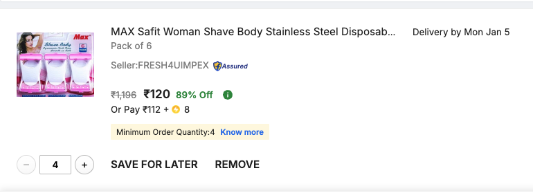 MAX Safit Woman Shave Body Stainless Steel Disposable Razor, Women ...