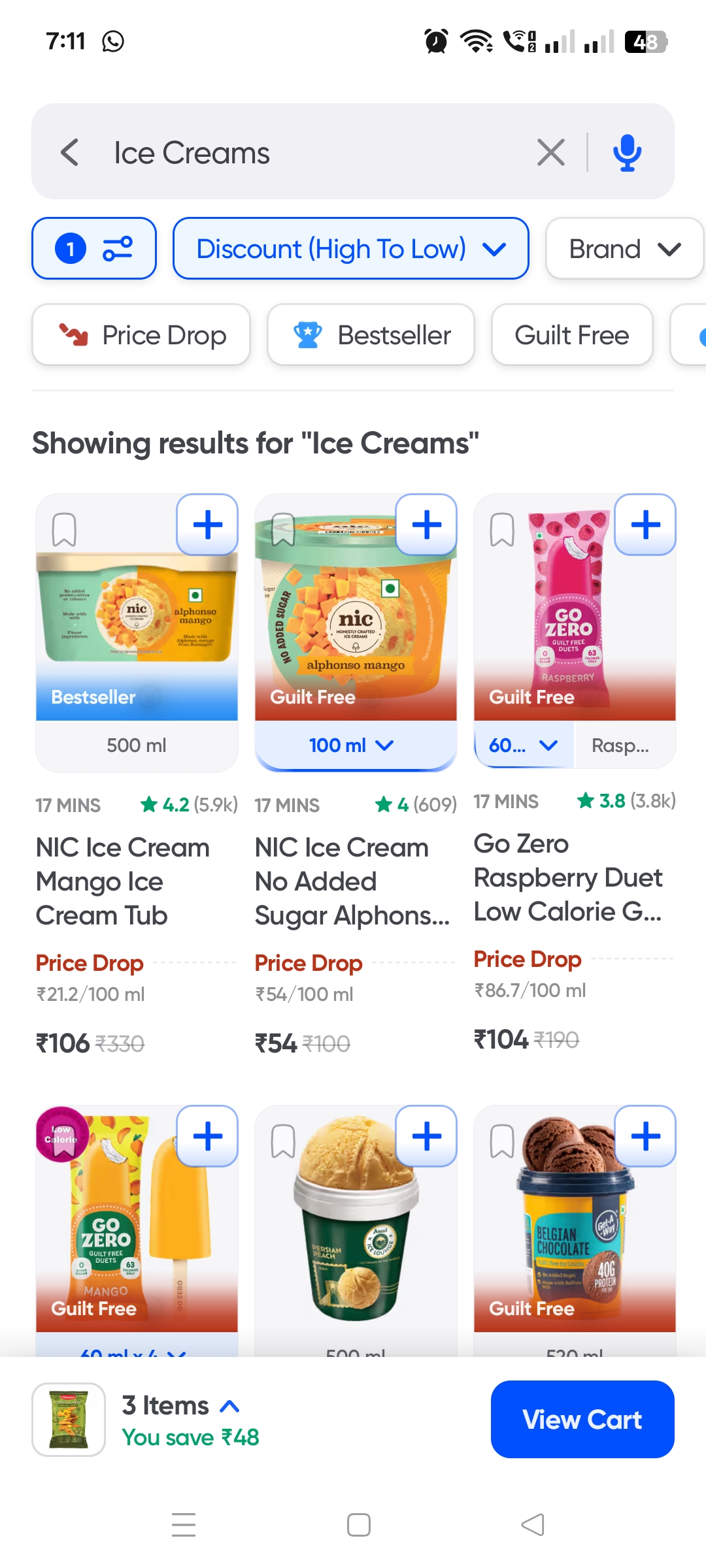 Ice creams upto 67% off on Swiggy Instamart (location specific 400075 ...