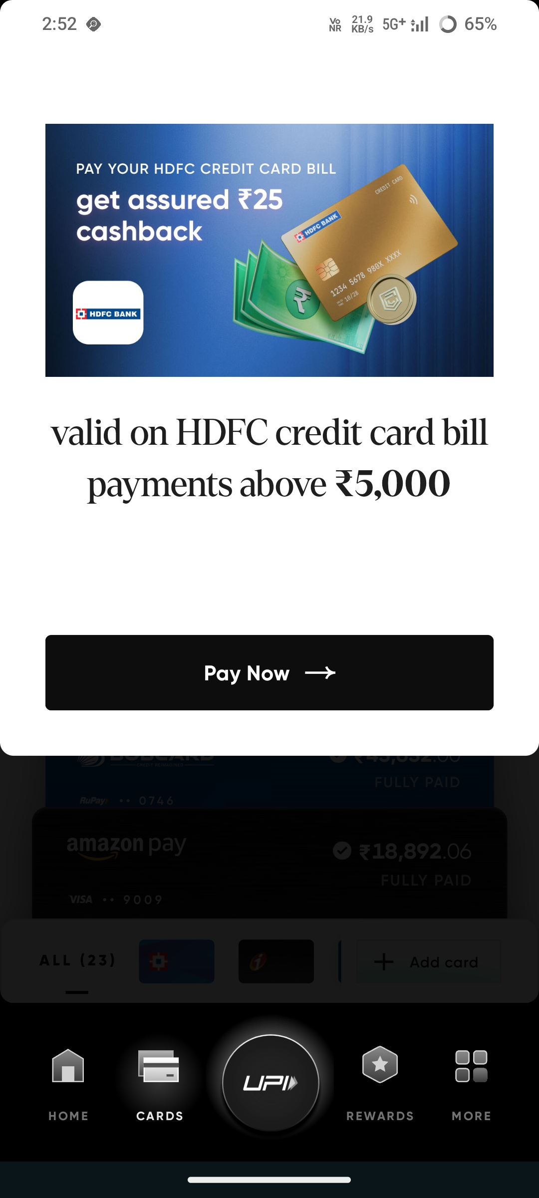 Pay Credit card Bill Payment of Rs. 5000 & Get Rs. 25 cashback on Hdfc ...