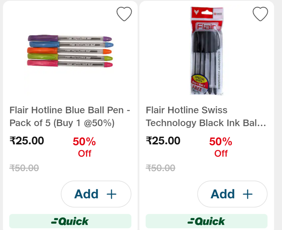 Jiomart: Flair pens @ 50% off + 25% off with coupon | DesiDime
